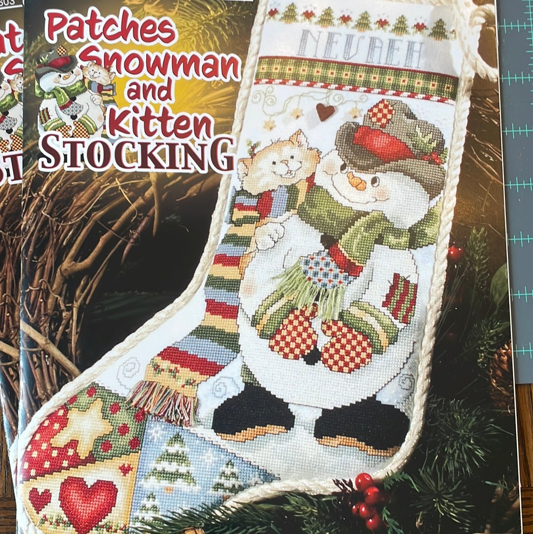 Patches Snowman and Kitten Stocking – Riverview Stitching